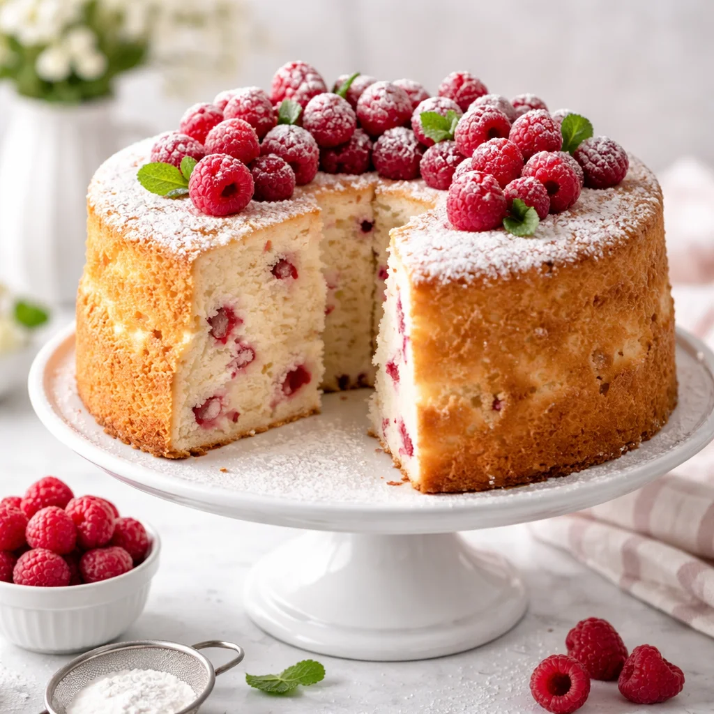 Raspberry Angel Food Cake